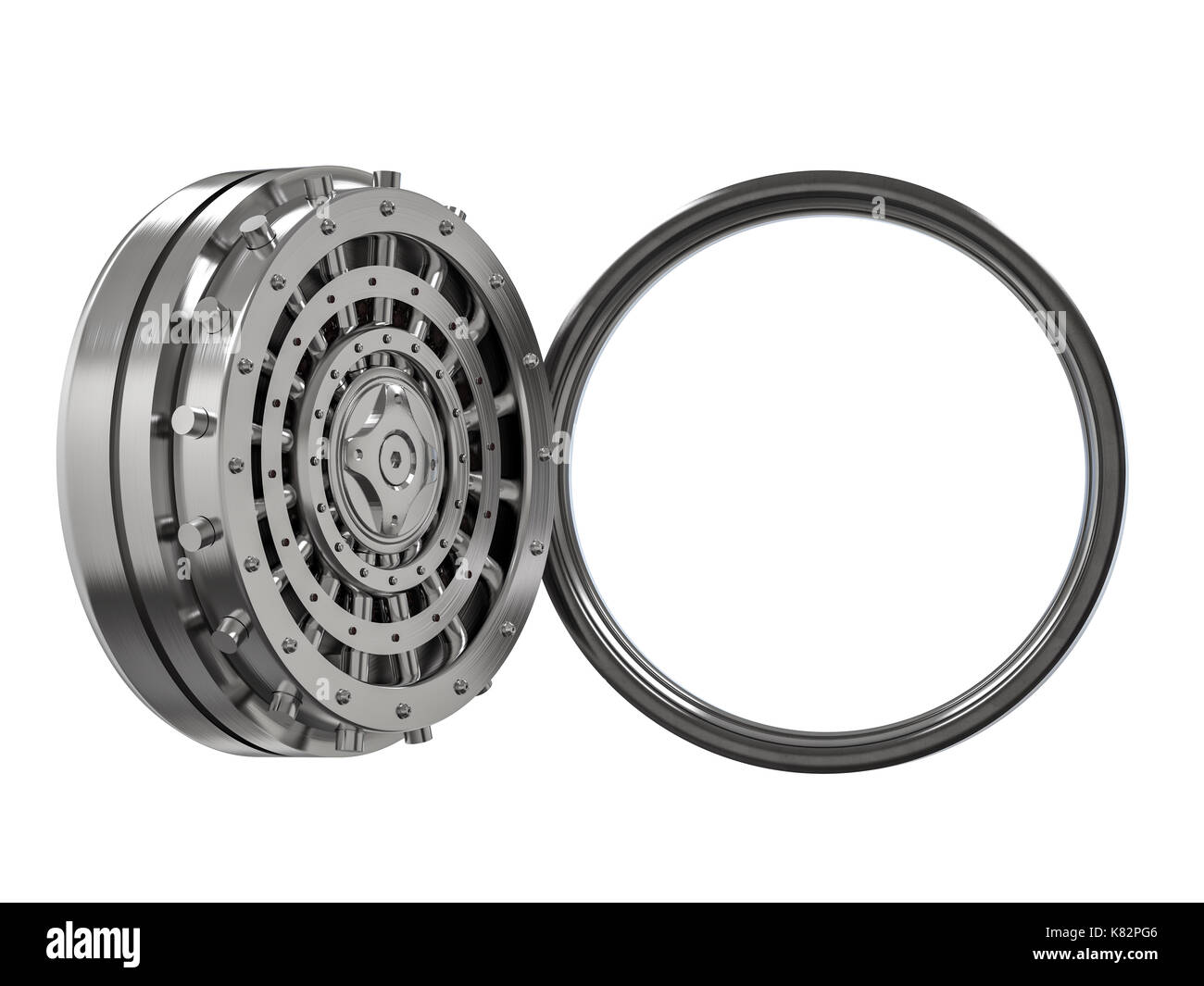 3d rendering metal bank vault opened isolated on white Stock Photo - Alamy