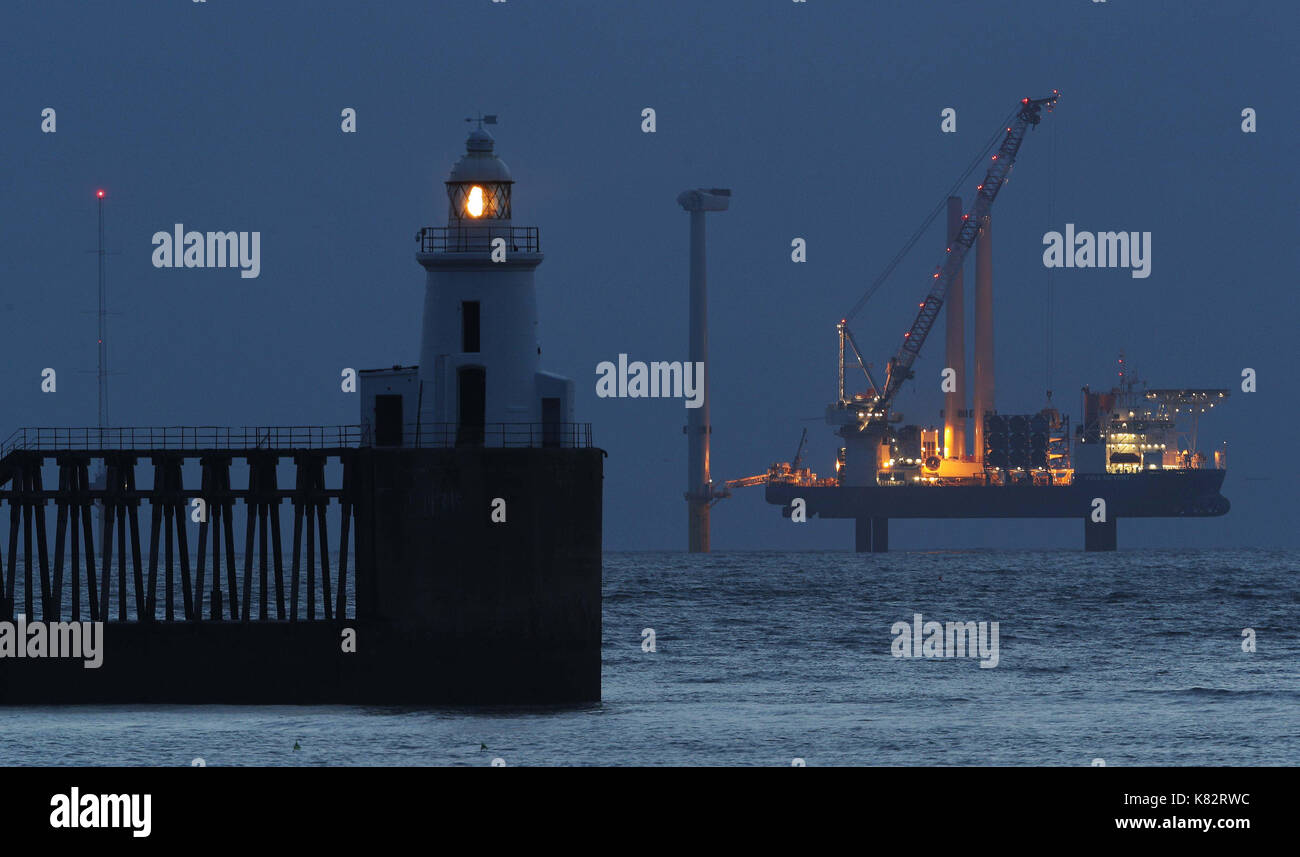Wind turbines blyth offshore wind farm hi-res stock photography and ...
