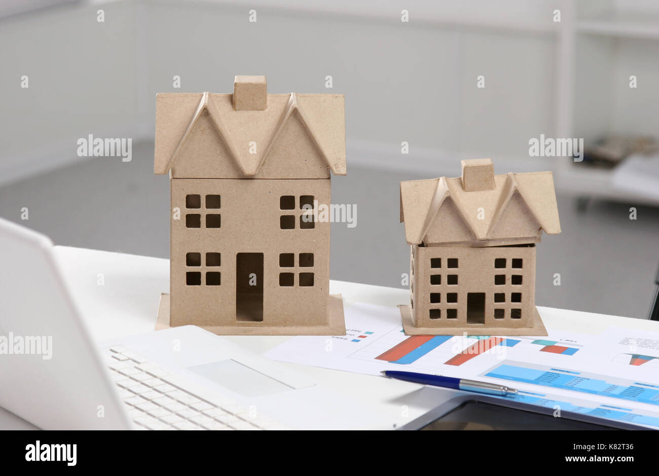 Image of new model house on architecture blueprint Stock Photo - Alamy