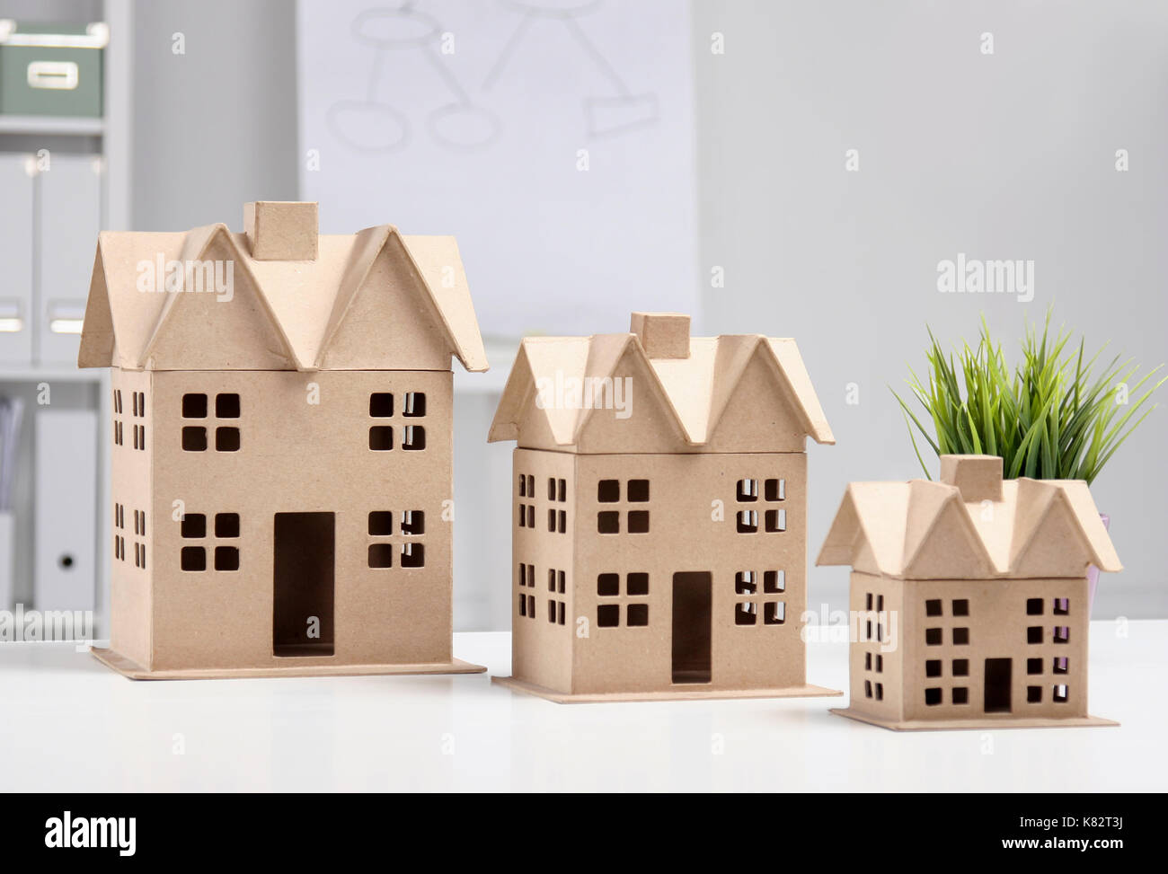 Image of new model house on architecture blueprint Stock Photo - Alamy