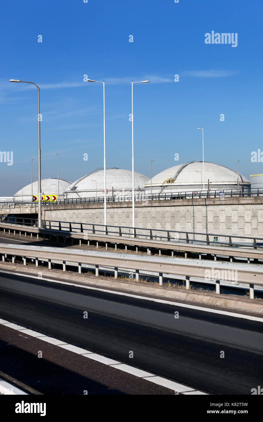 Storage tanks and infrastructure in the port of Rotterdam, in the ...