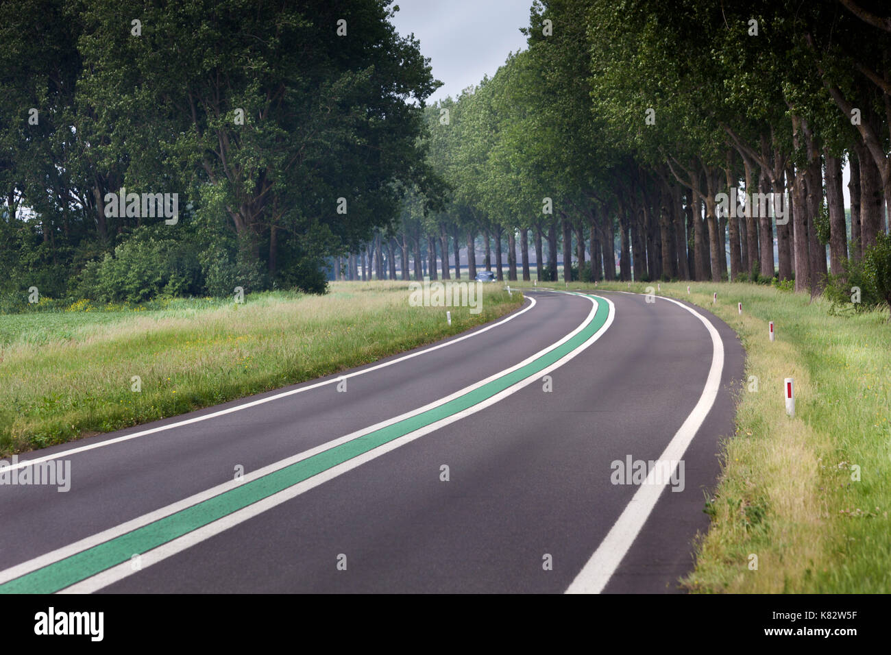 Motorway with green line in the middle in the Netherlands Stock Photo ...