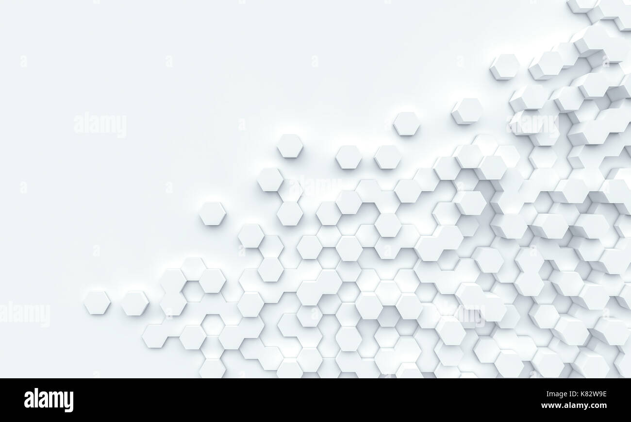white hexagonal geometric background 3d rendering image Stock Photo - Alamy