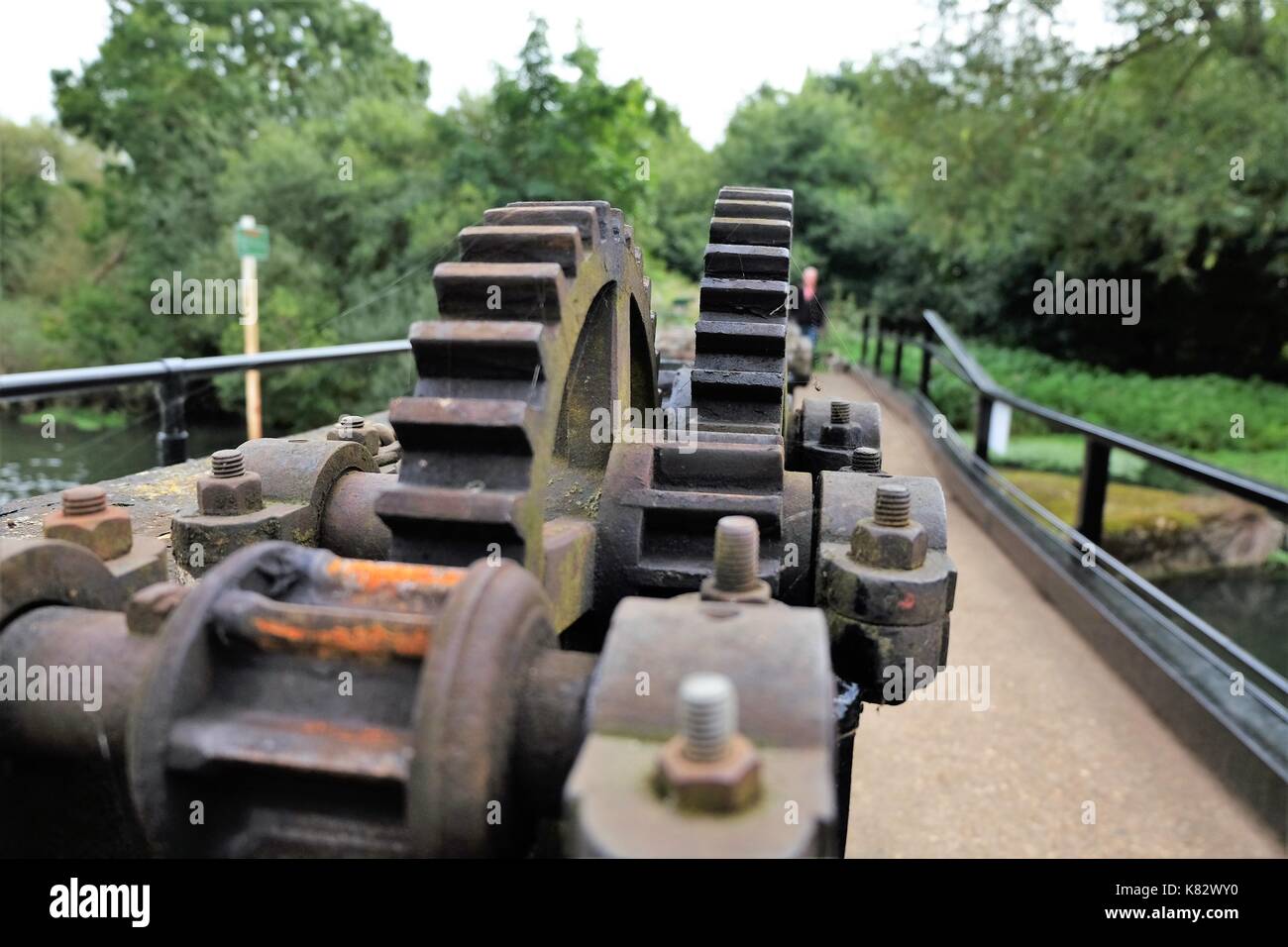 Weir water calming mechanism Stock Photo - Alamy