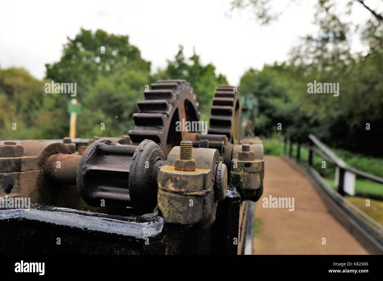 Weir water calming mechanism Stock Photo - Alamy