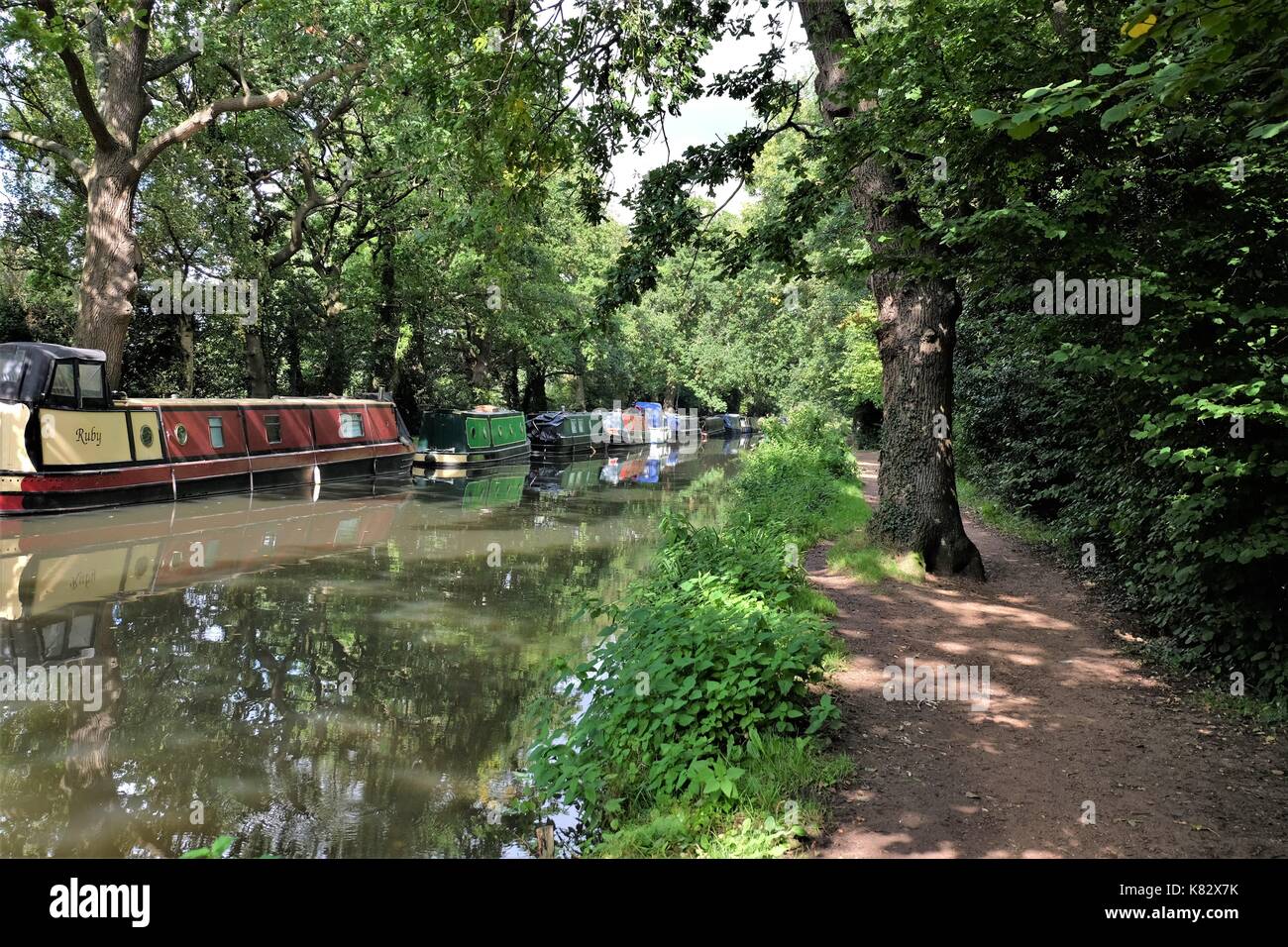 barge on river Wey canal boat Stock Photo - Alamy
