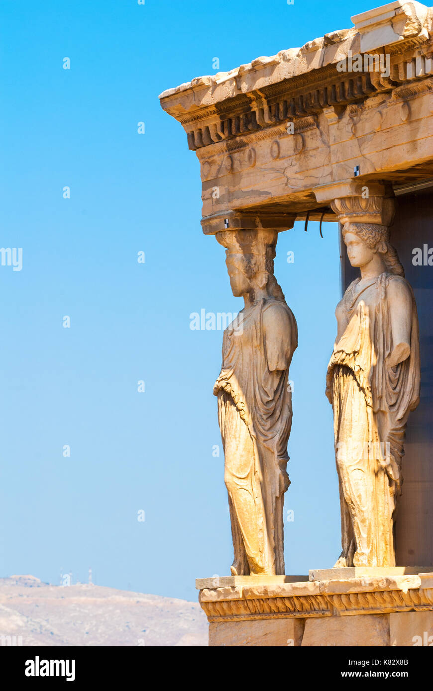 Caryatids statues on the Parthenon on Acropolis Hill, Athens, Greece ...
