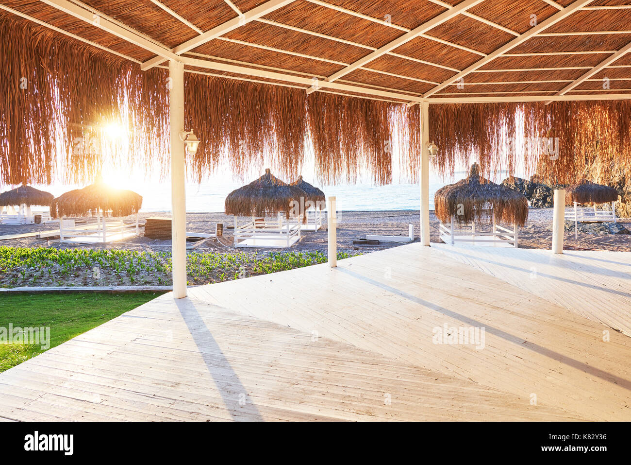 White chairs on the beach resort famous. Resort Stock Photo - Alamy