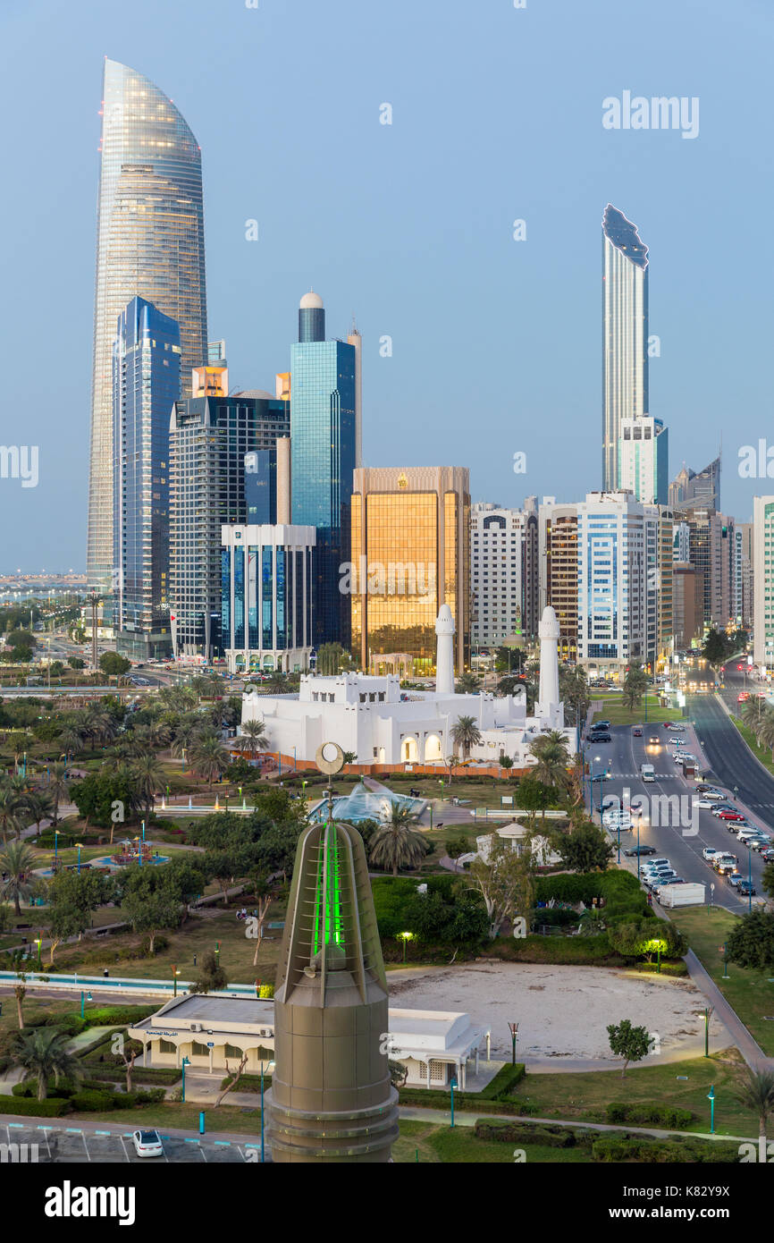 Modern city skyline, Abu Dhabi, United Arab Emirates, UAE Stock Photo ...