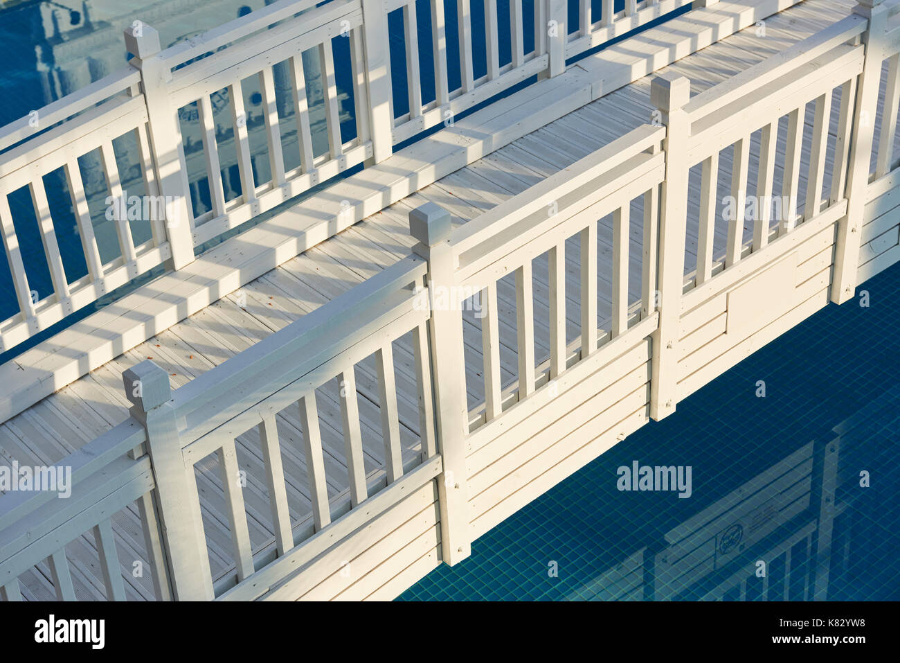 beautiful white wooden bridge over water Stock Photo - Alamy