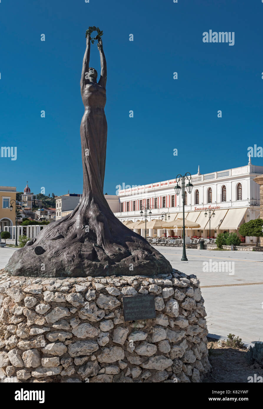 Statue of Liberty at Dionysios Solomos square, Zakynthos, Greece Stock ...