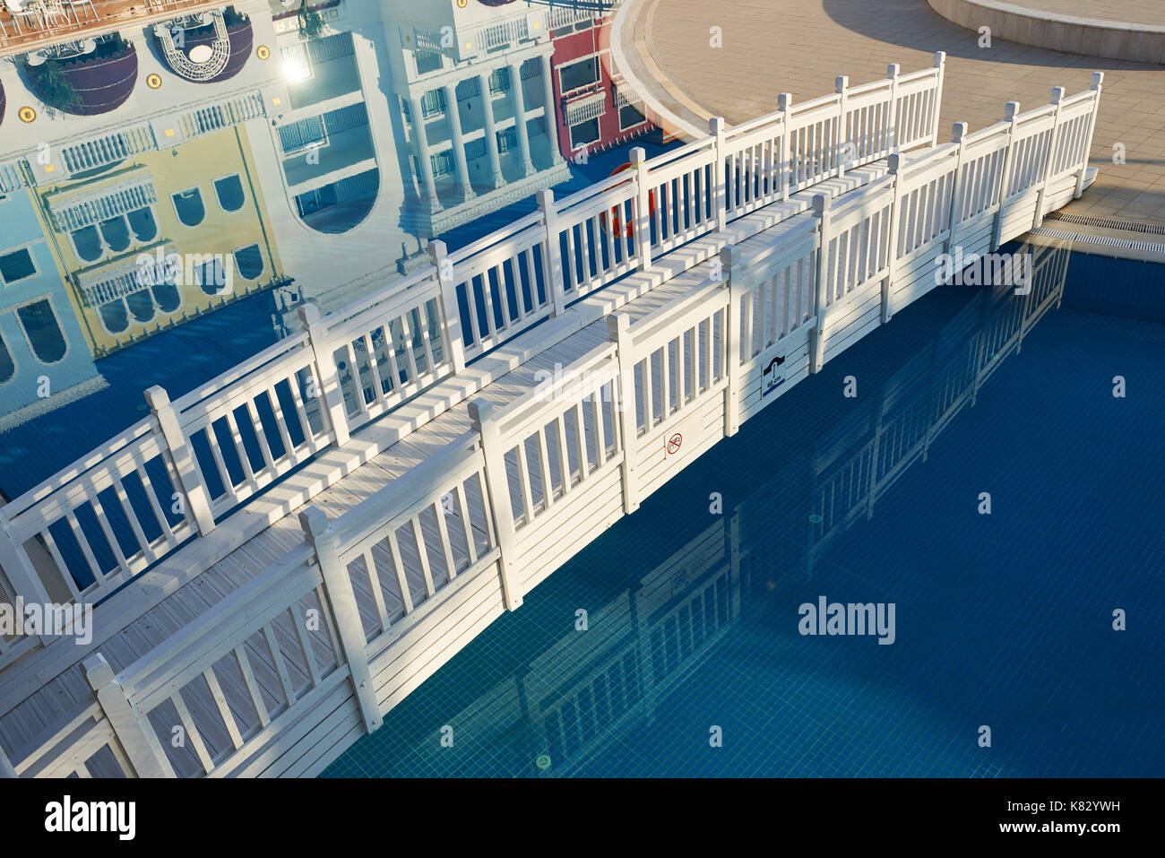 beautiful white wooden bridge over water Stock Photo - Alamy