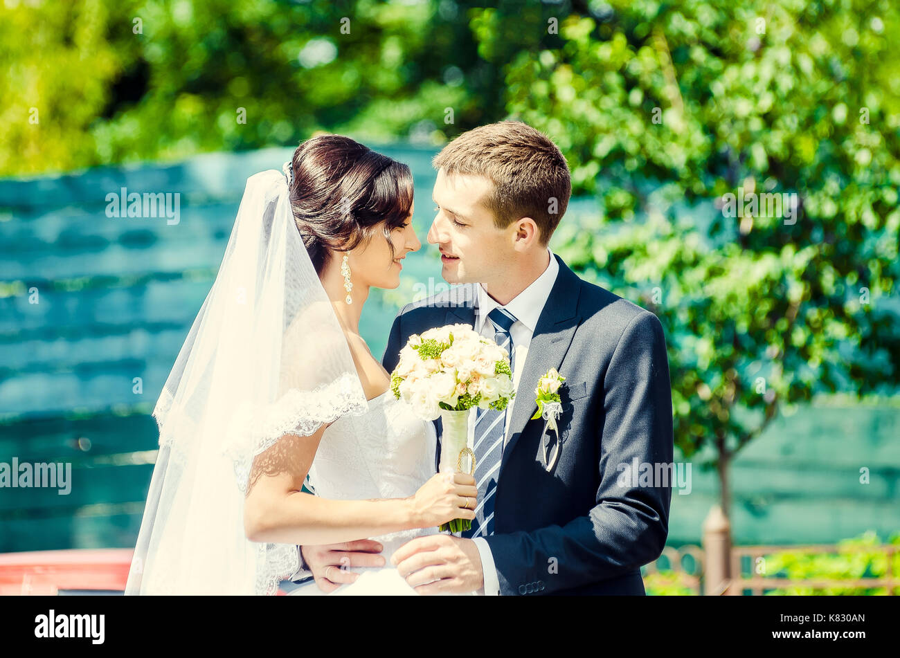 Ukraine, Lutsk - 09.08.2014: the Wedding ceremony. Lovers of nature ...