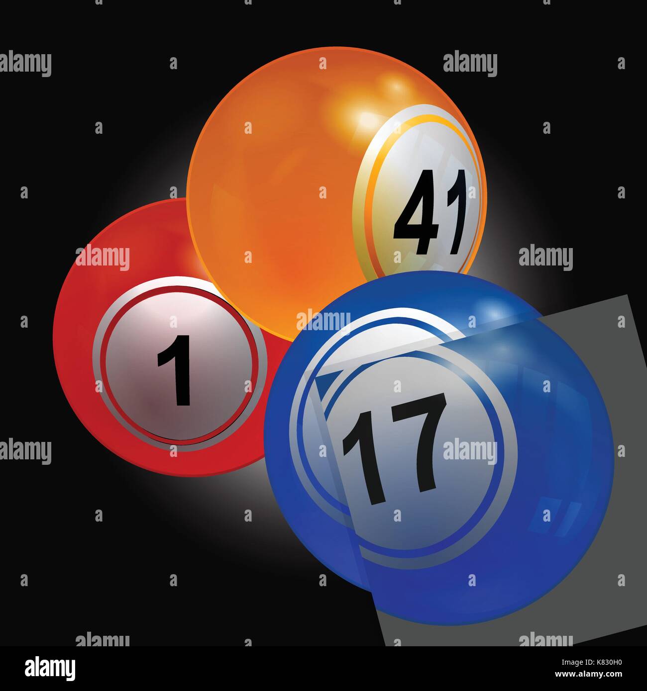 3D Illustration of Trio of Bingo Lottery Balls with a Puzzle Panel Over ...