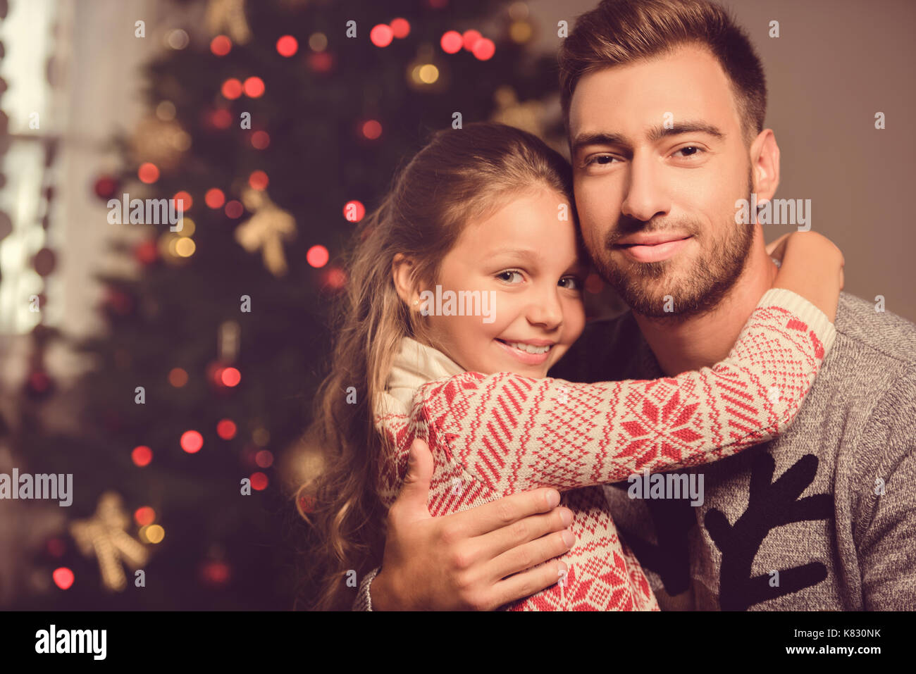 father and daughter on christmas eve Stock Photo - Alamy