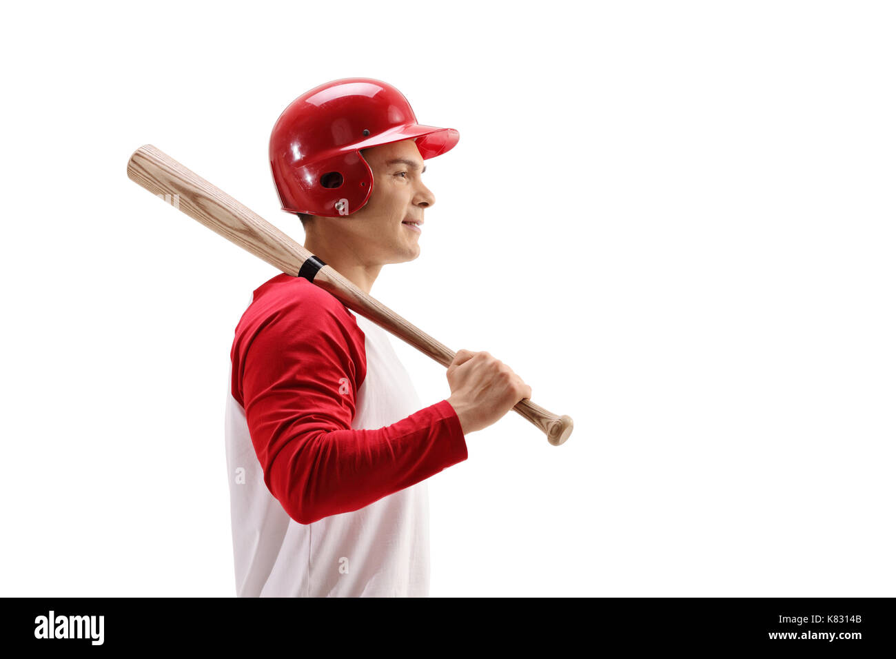 Baseball player with a bat isolated on white background Stock Photo - Alamy