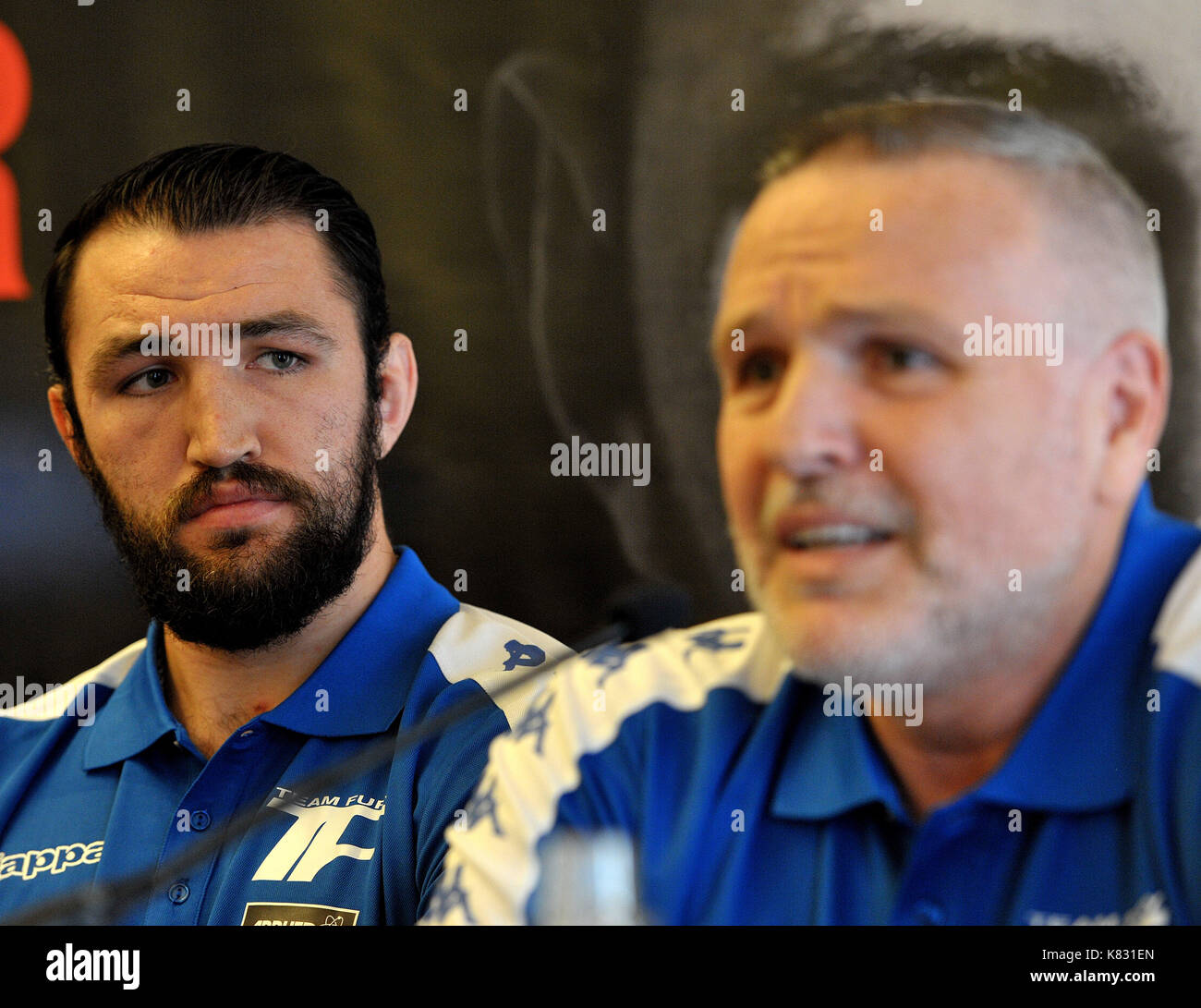 WBO world heavyweight title challenger Hughie Fury (left) and trainer ...