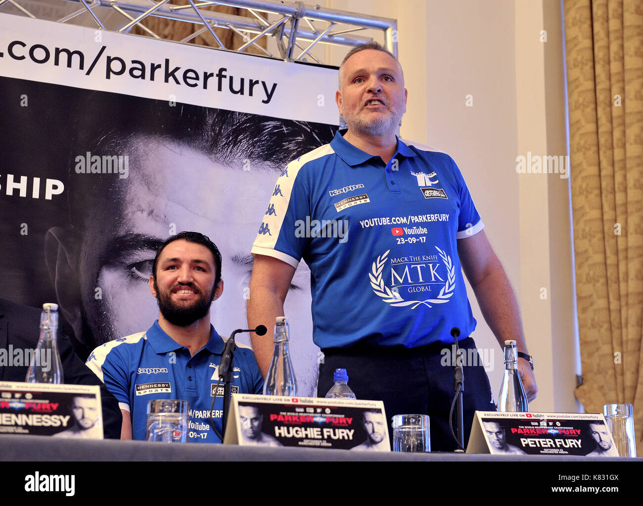 WBO world heavyweight title challenger Hughie Fury (left) and trainer ...