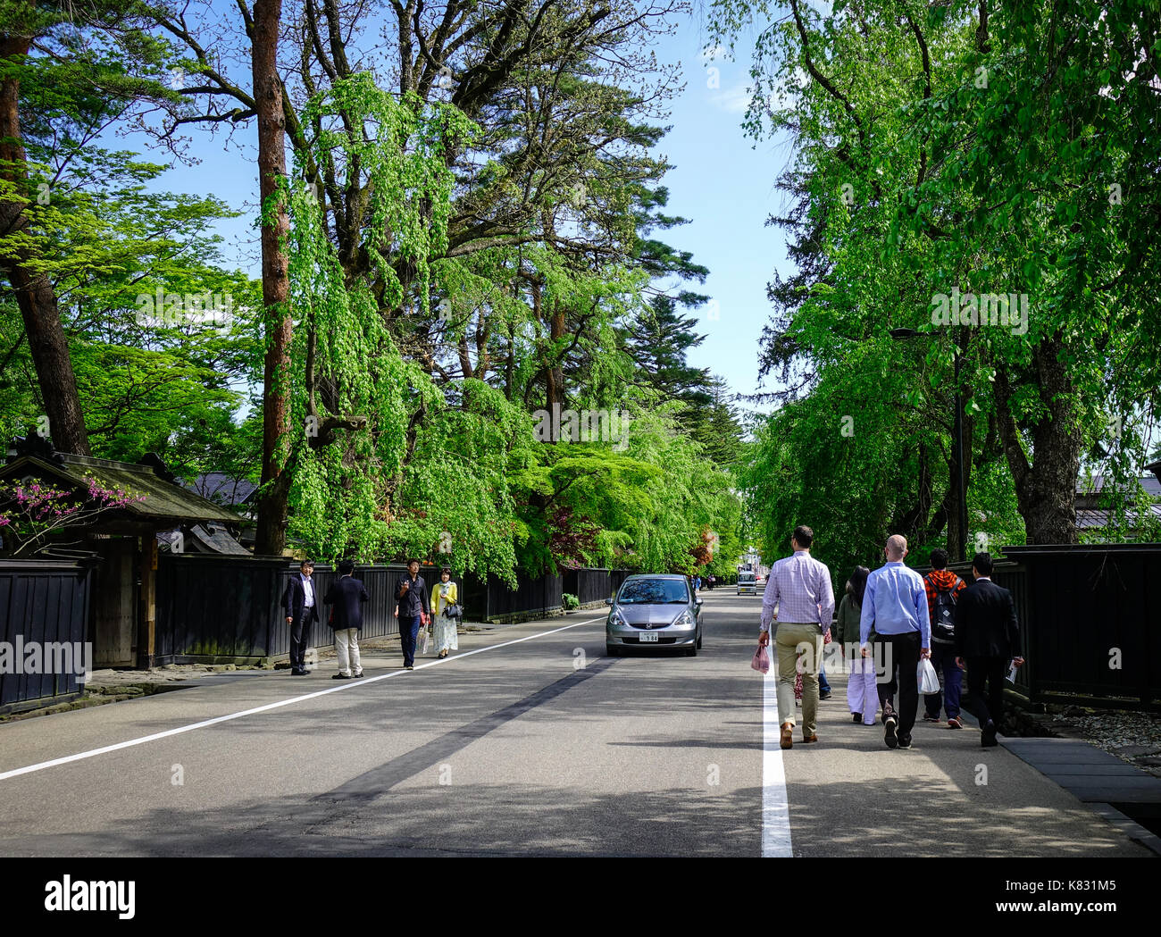 Akita, Japan - May 17, 2017. Tourists walking on street at Kakunodate ...
