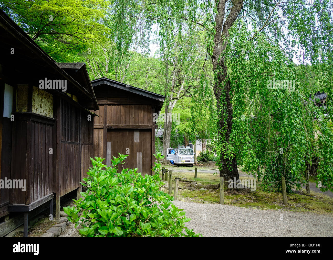 Wooden houses with garden at Kakunodate Samurai District in Akita ...