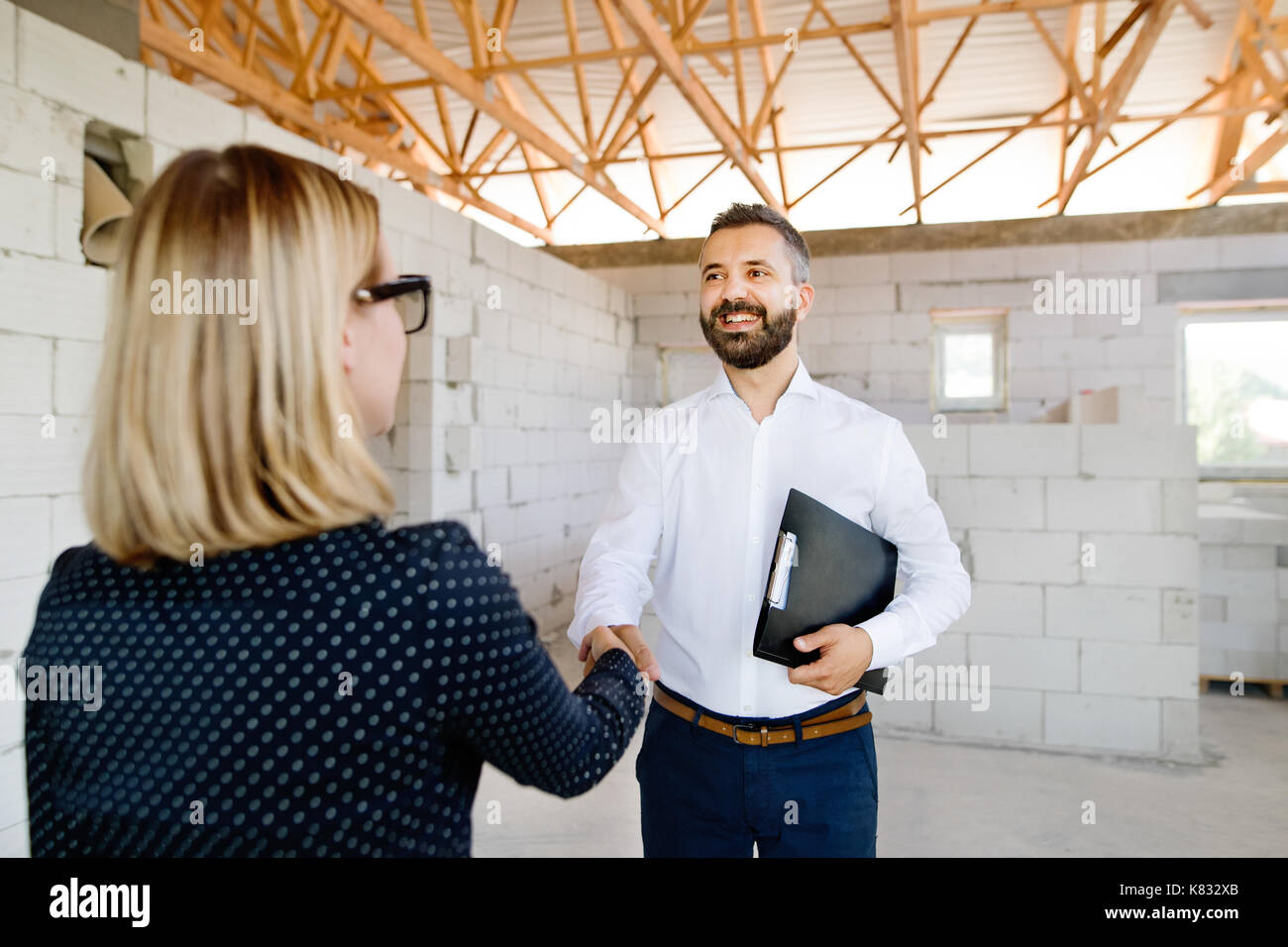 Construction engineer working house architect hi-res stock photography ...
