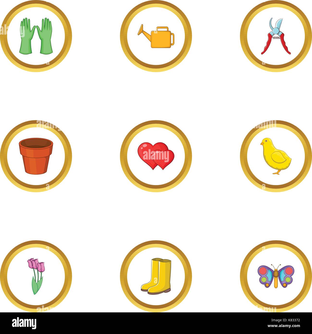 Spring garden icons set, cartoon style Stock Vector Image & Art - Alamy