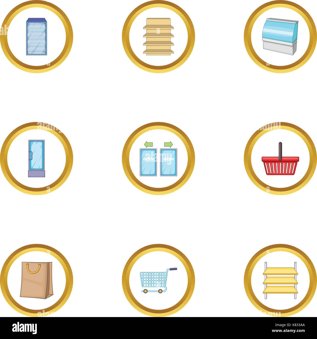 Market basket icons set, cartoon style Stock Vector Image & Art - Alamy