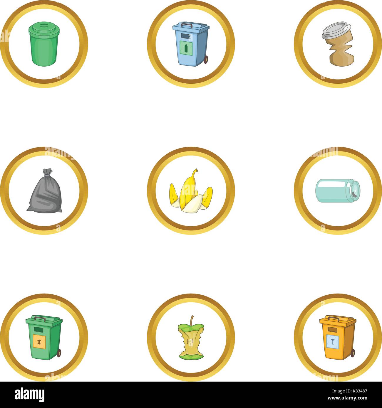 Junk icons set, cartoon style Stock Vector Image & Art - Alamy