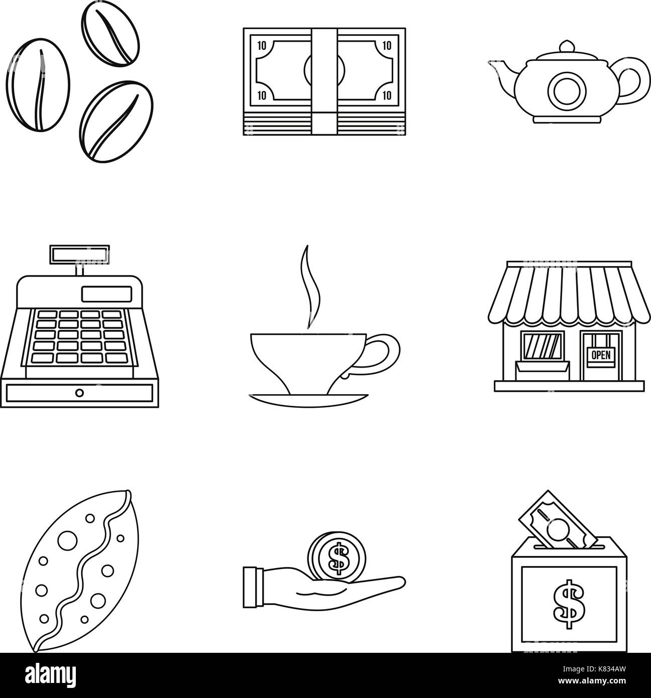 Coffee shop icon set, outline style Stock Vector Image & Art - Alamy