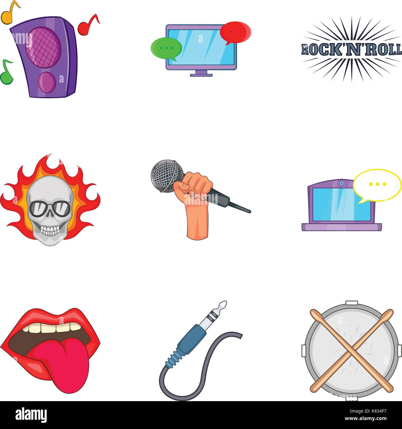 Rock music icons set, cartoon style Stock Vector Image & Art - Alamy