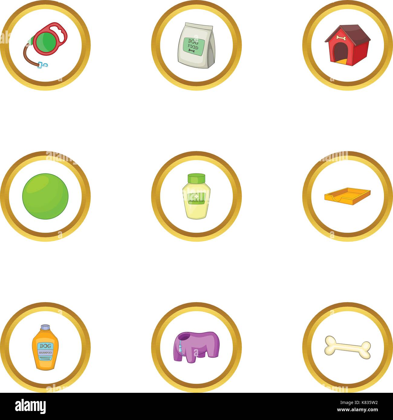 Dog accessory icons set, cartoon style Stock Vector Image & Art - Alamy