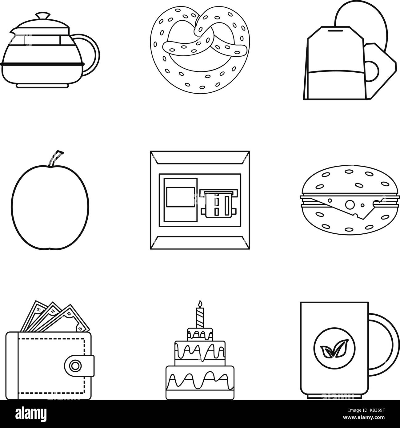 Cake time icon set, outline style Stock Vector Image & Art - Alamy