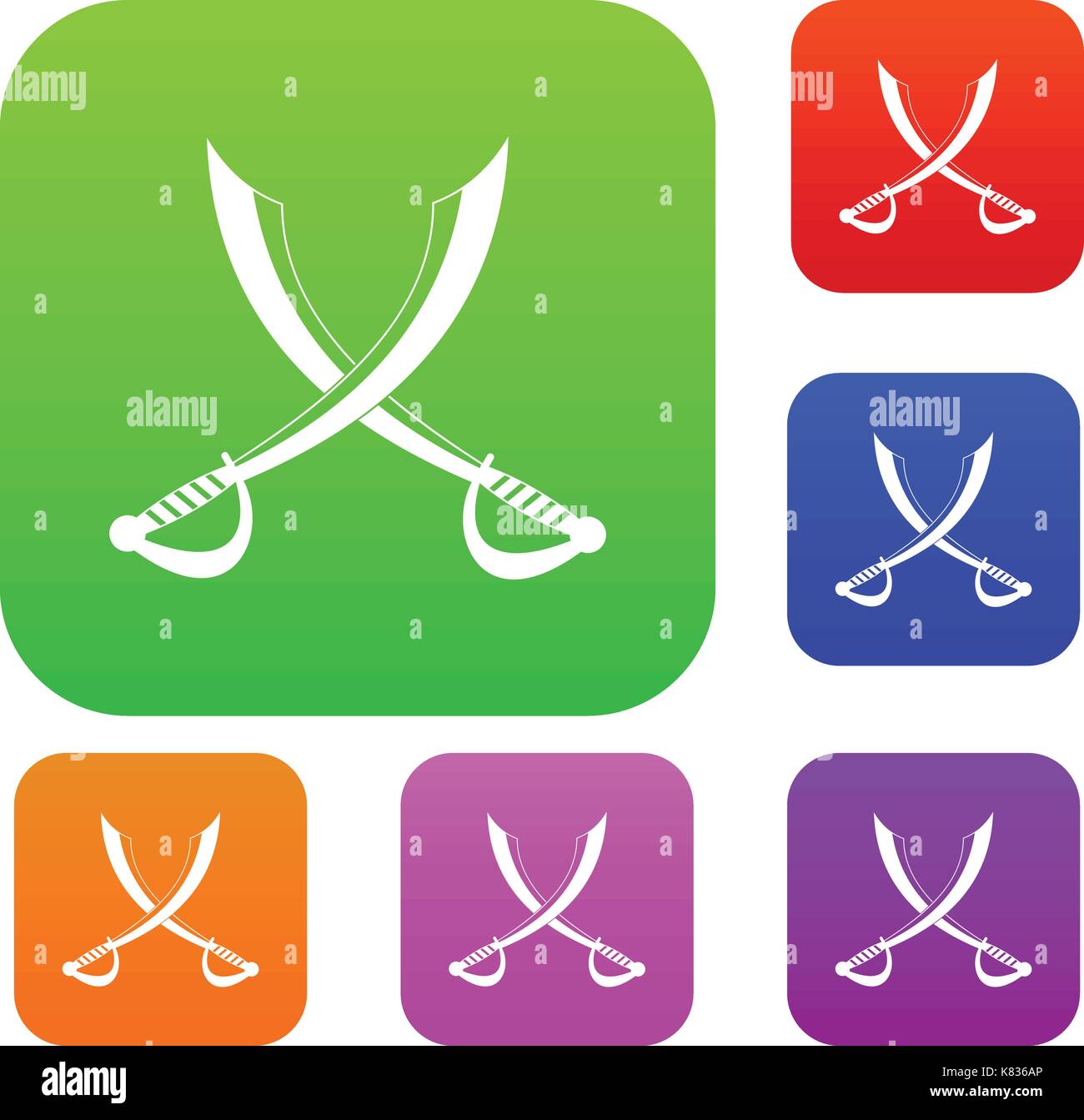 Crossed sabers set color collection Stock Vector Image & Art - Alamy