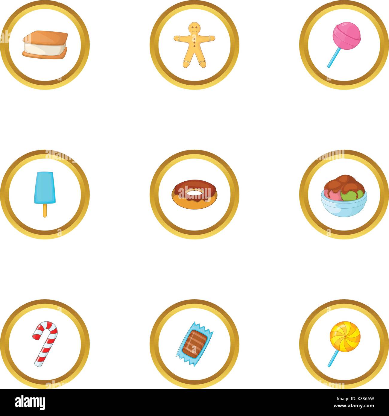 Sweet dessert icons set, cartoon style Stock Vector Image & Art - Alamy