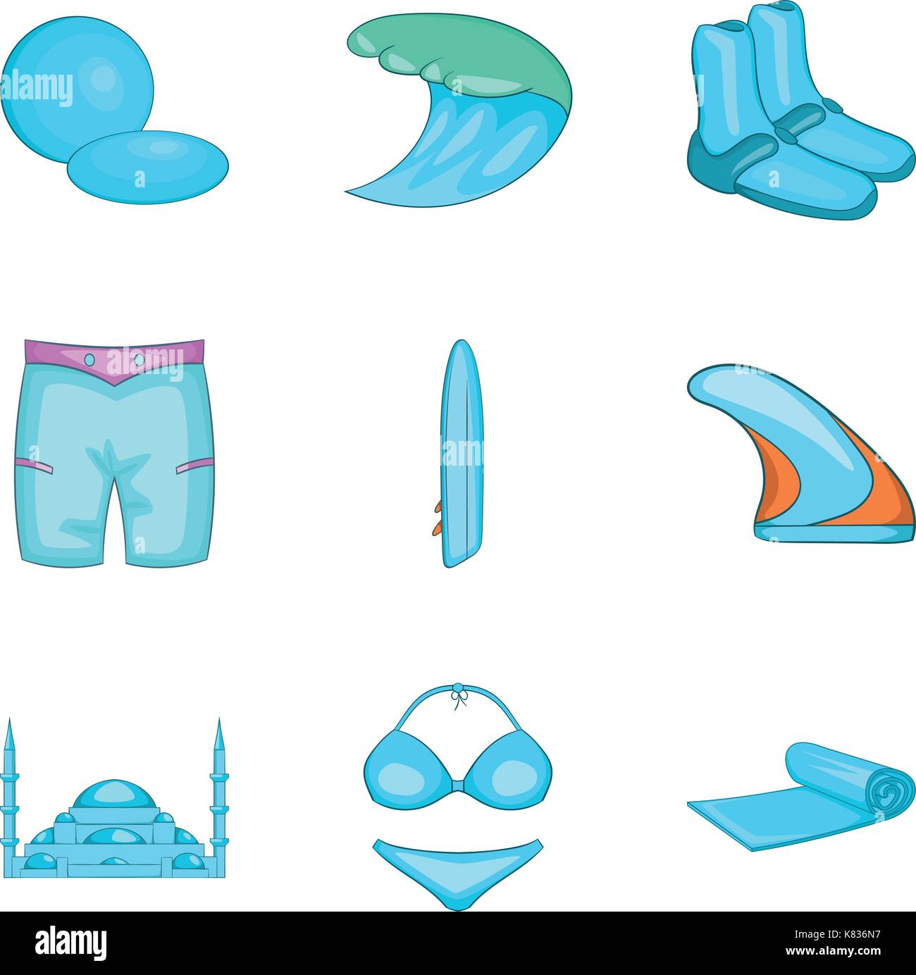 Blue beach things icons set, cartoon style Stock Vector Image & Art - Alamy