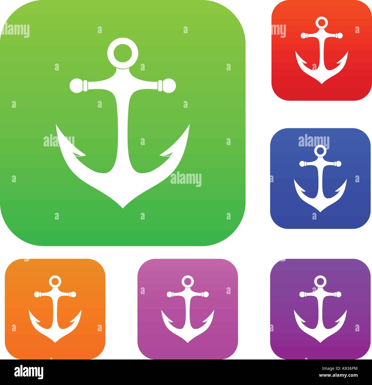 Anchor set color collection Stock Vector Image & Art - Alamy