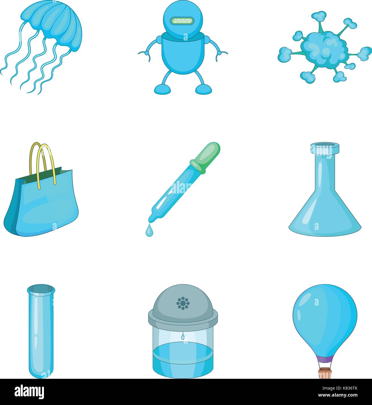 Sky-blue icons set, cartoon style Stock Vector Image & Art - Alamy