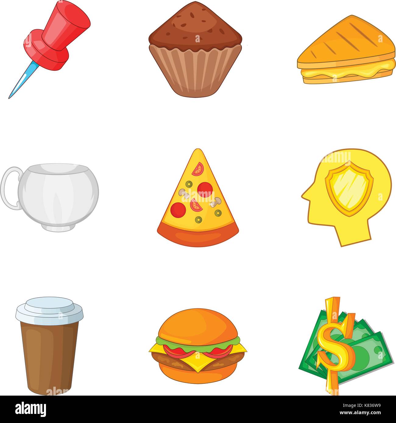 Fast food icon set, cartoon style Stock Vector Image & Art - Alamy