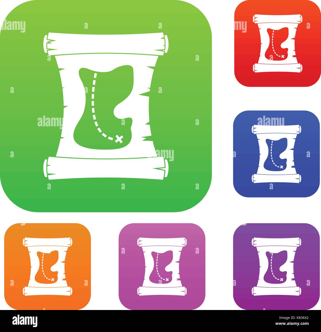 Treasure map set color collection Stock Vector Image & Art - Alamy