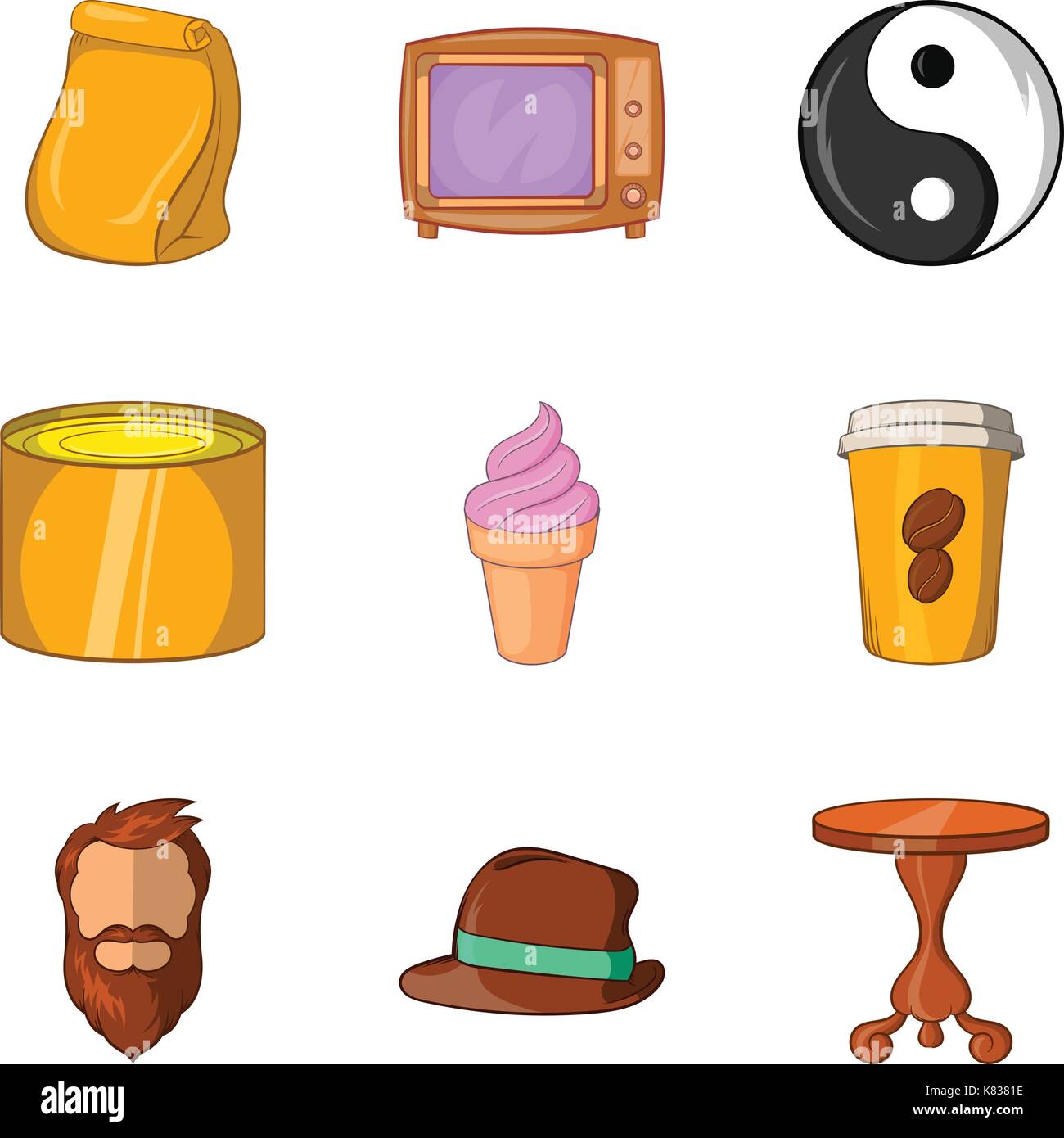 Old fashion icon set, cartoon style Stock Vector Image & Art - Alamy