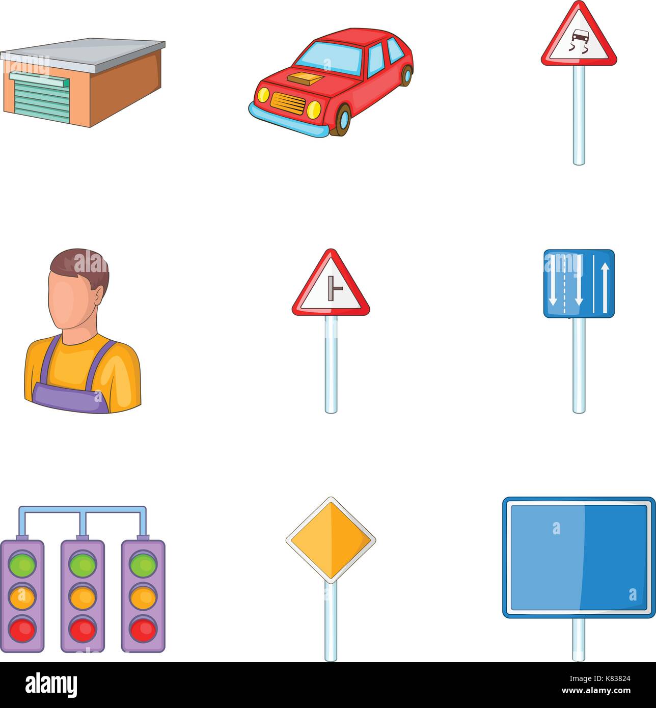 Traffic light icons set, cartoon style Stock Vector Image & Art - Alamy