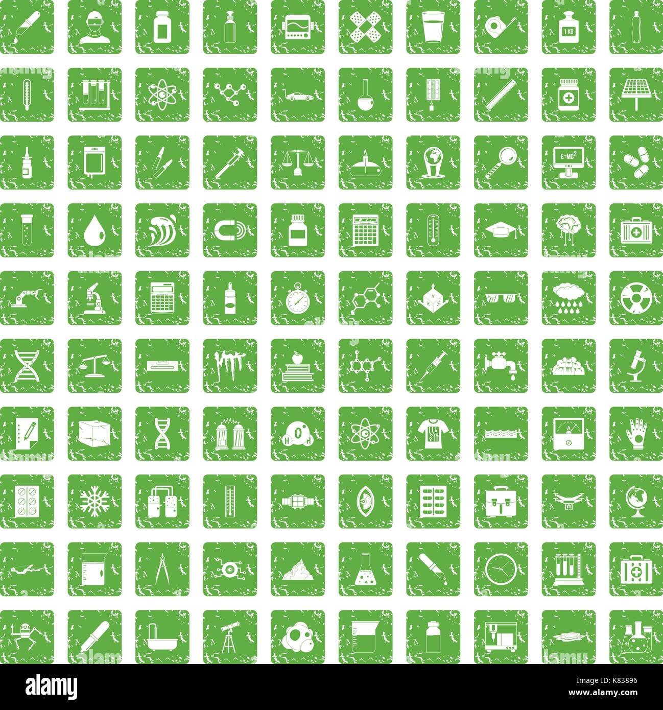 100 laboratory icons set grunge green Stock Vector Image & Art - Alamy
