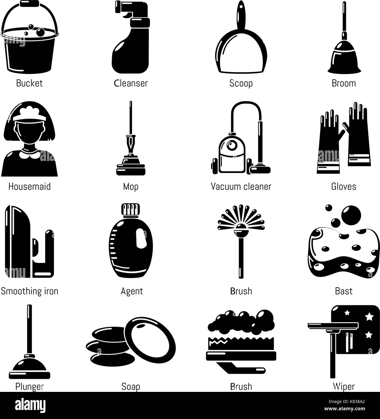 Cleaning tools icons set, simple style Stock Vector Image & Art - Alamy