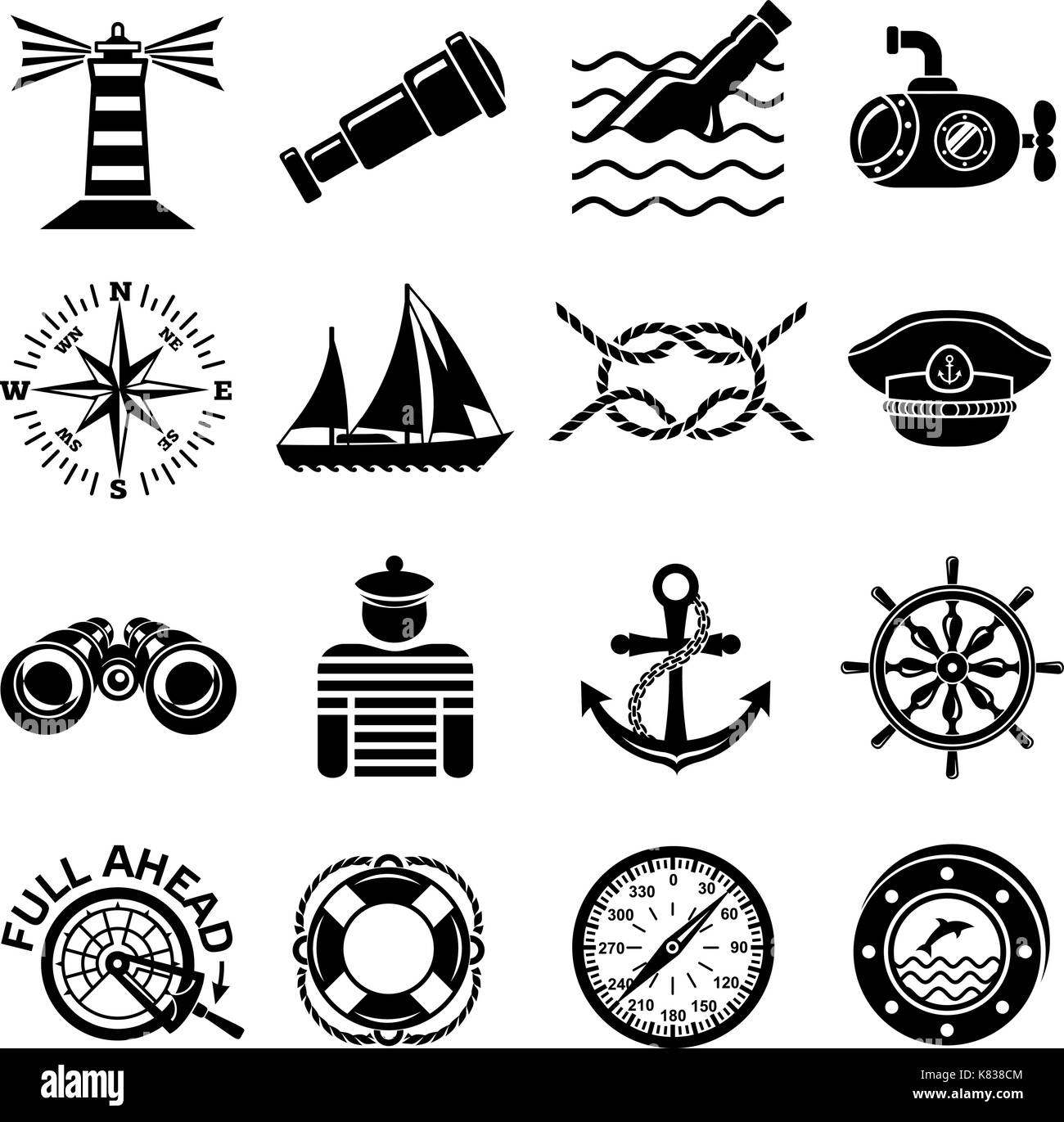 Nautical icons set, simple style Stock Vector Image & Art - Alamy