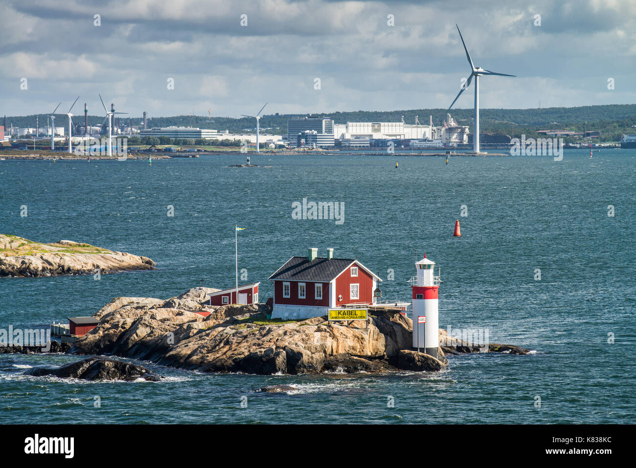 Archipelago island with lighthouse near Gothenburg, Sweden, Scandinavia ...