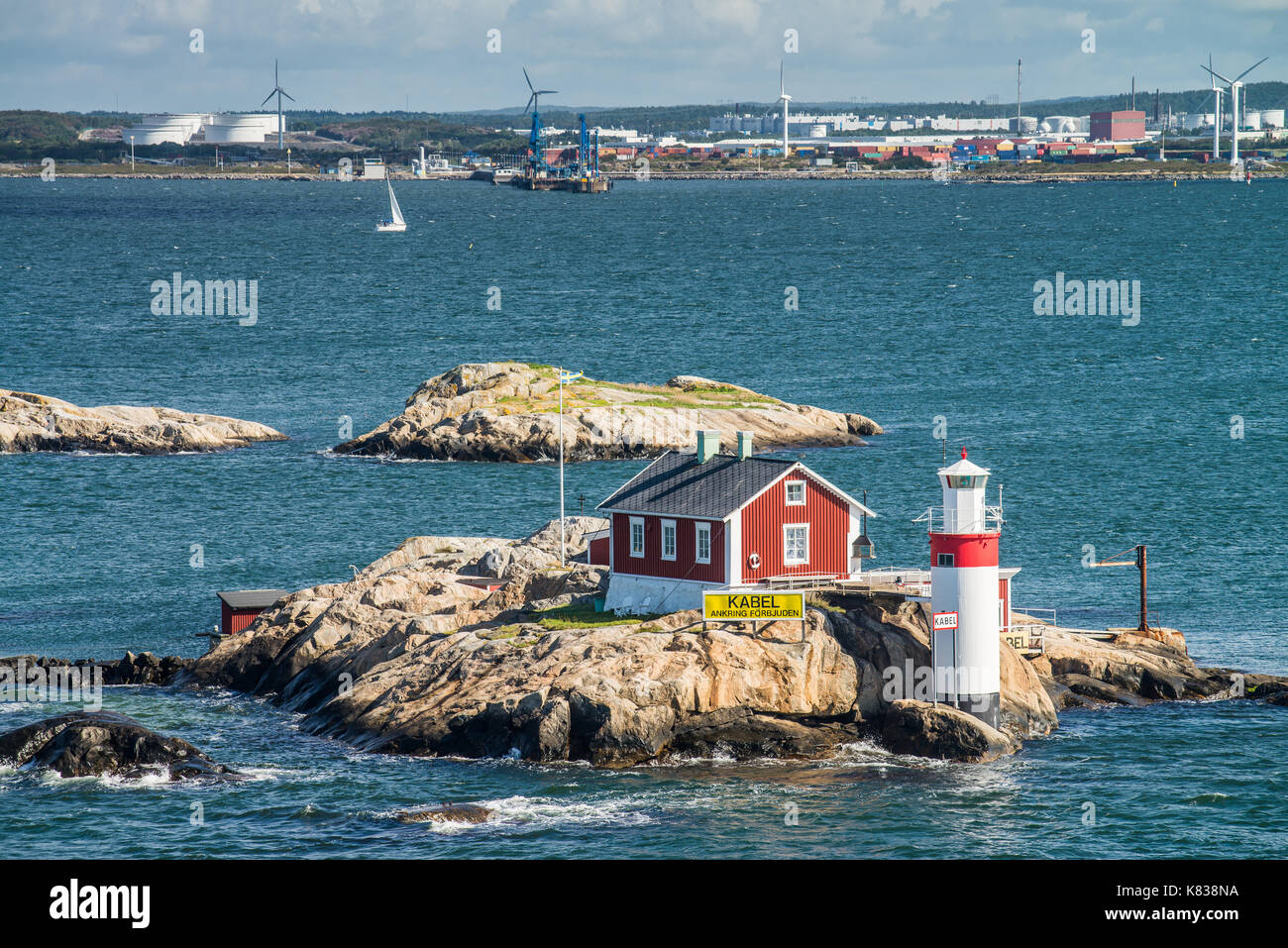 Archipelago island with lighthouse near Gothenburg, Sweden, Scandinavia ...
