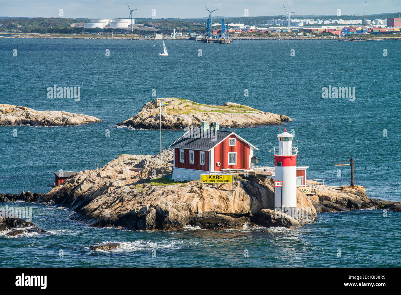 Archipelago island with lighthouse near Gothenburg, Sweden, Scandinavia ...