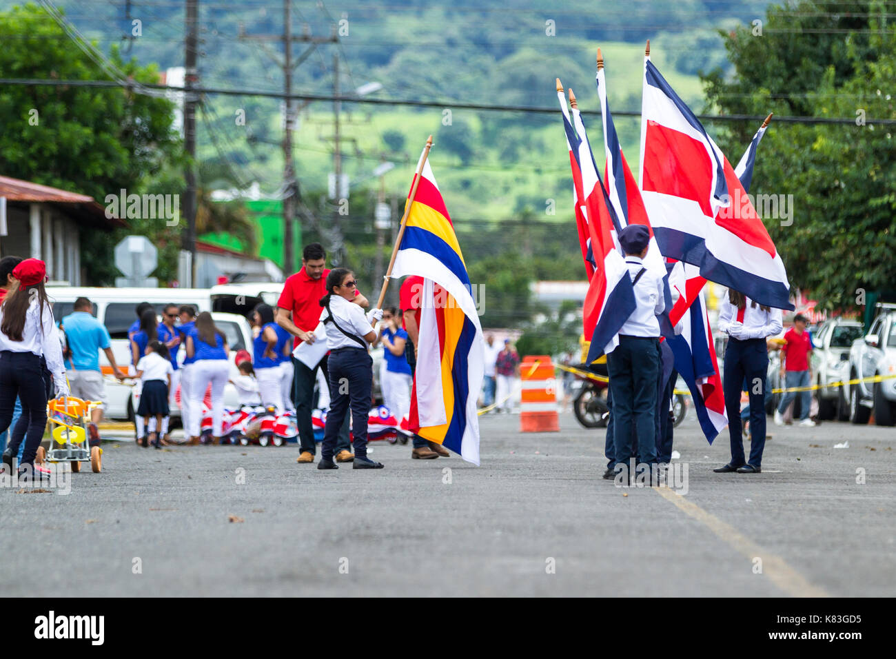 Tilaran, Costa Rica - September 15 : School children marching in the ...