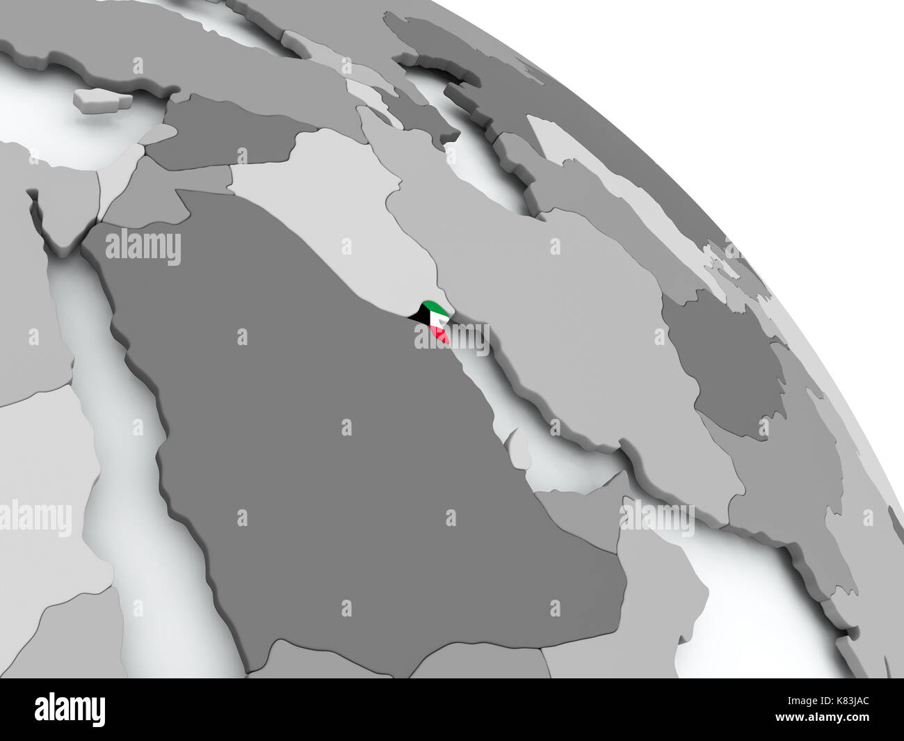 Kuwait on globe with flag. 3D illustration Stock Photo - Alamy