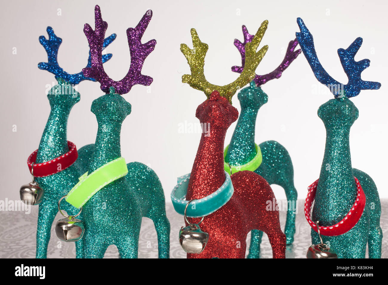 Christmas decorations in the form of glitter reindeer Stock Photo - Alamy